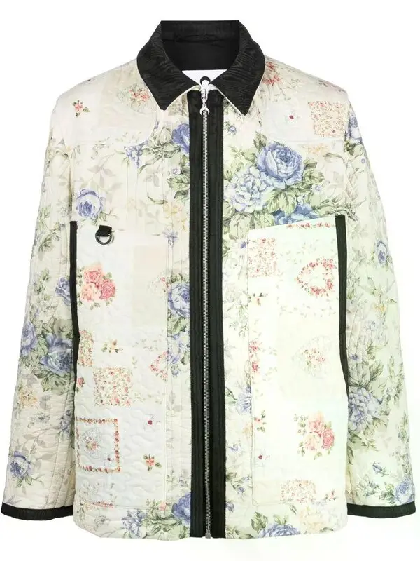 MARINE SERRE Floral-print Quilted Jacket - Neutrals