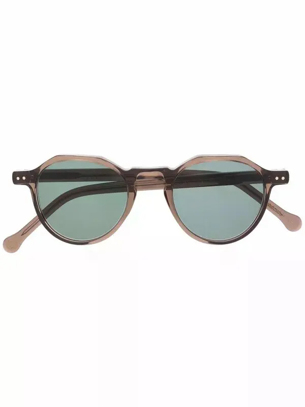 LESCA Iconic Round Frame Sunglasses - Brown