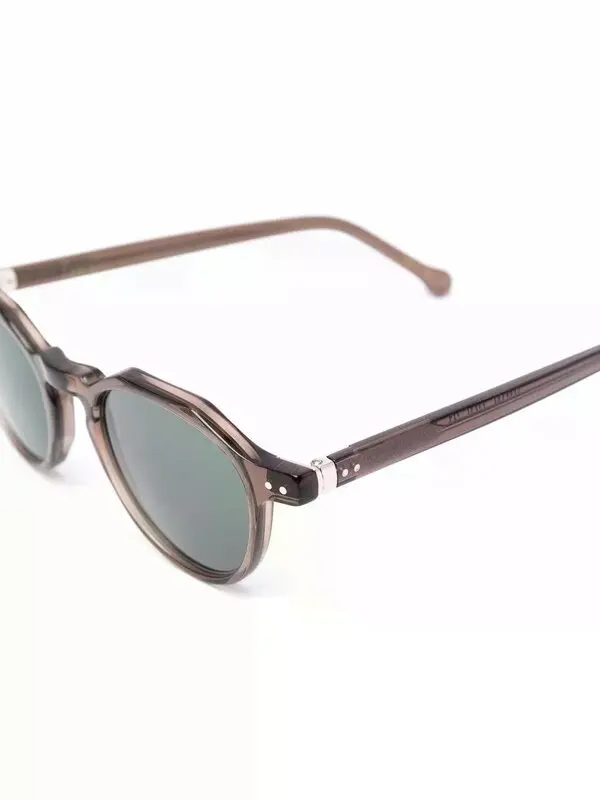 LESCA Iconic Round Frame Sunglasses - Brown