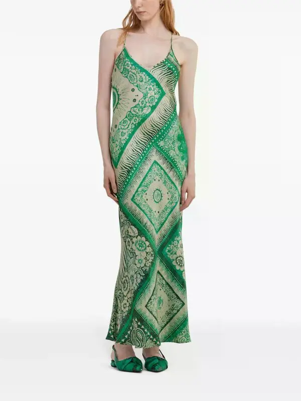 Roberto Cavalli Abstract-print Silk Slip Dress