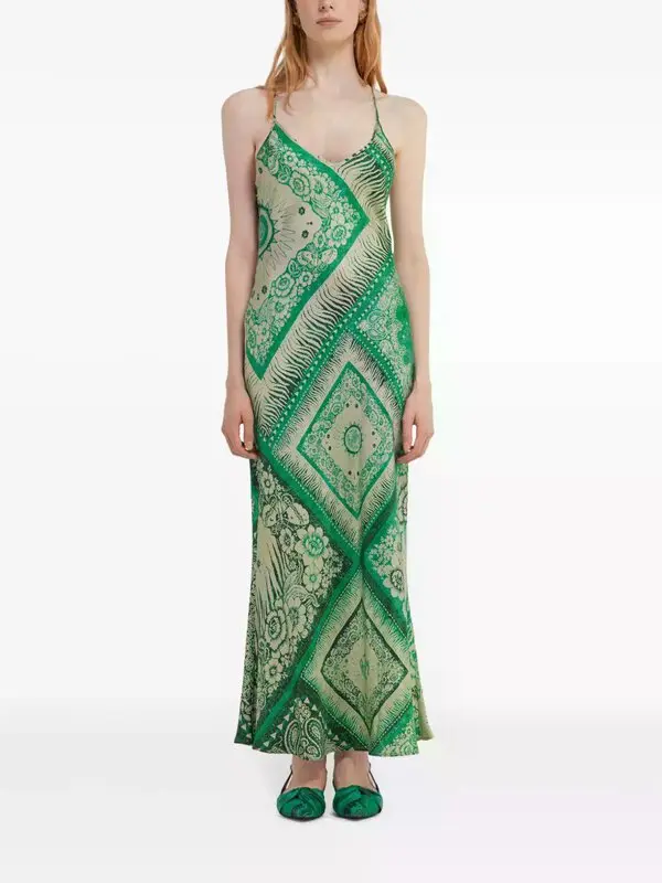 Roberto Cavalli Abstract-print Silk Slip Dress
