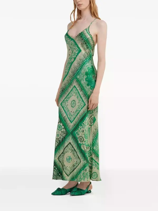 Roberto Cavalli Abstract-print Silk Slip Dress