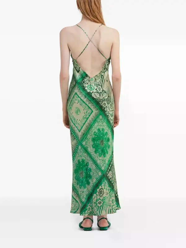 Roberto Cavalli Abstract-print Silk Slip Dress
