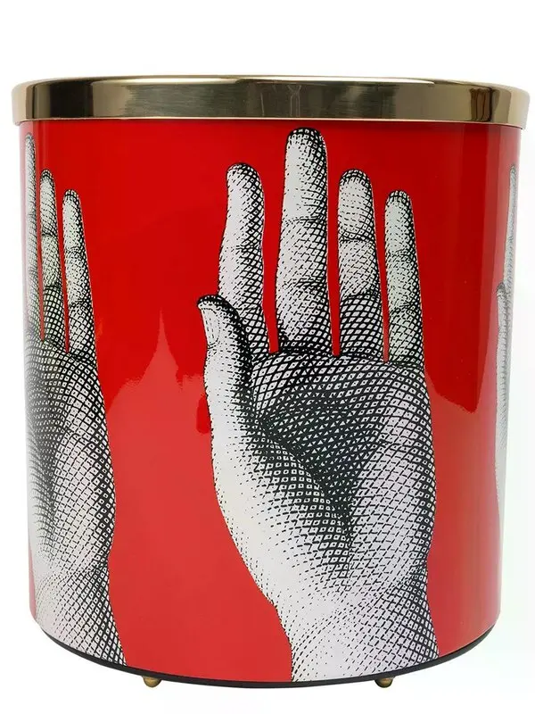 FORNASETTI Hand Print Wastepaper Basket - Red