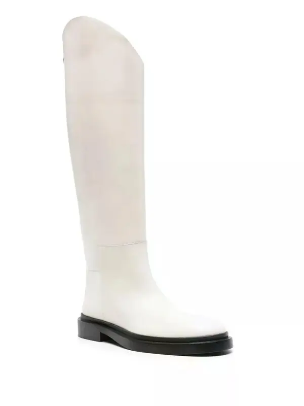 JIL SANDER Leather Knee-high Riding Boots - White