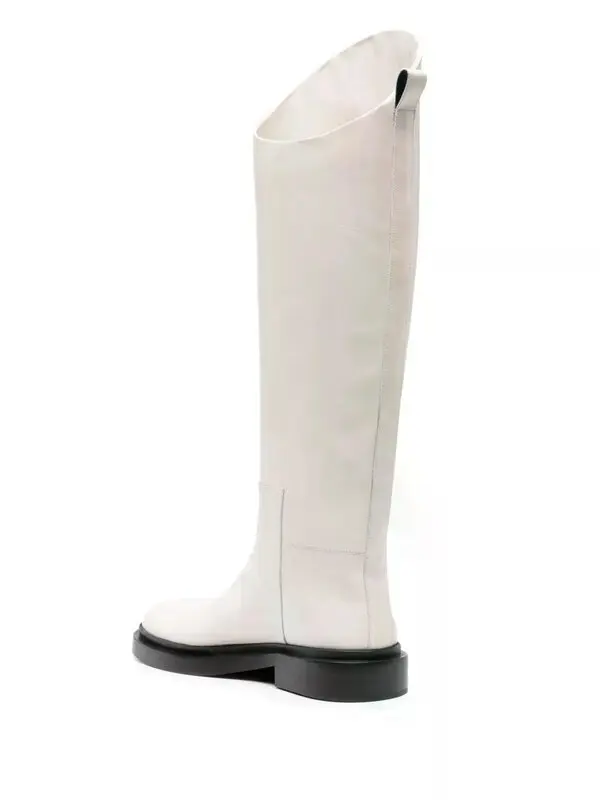 JIL SANDER Leather Knee-high Riding Boots - White