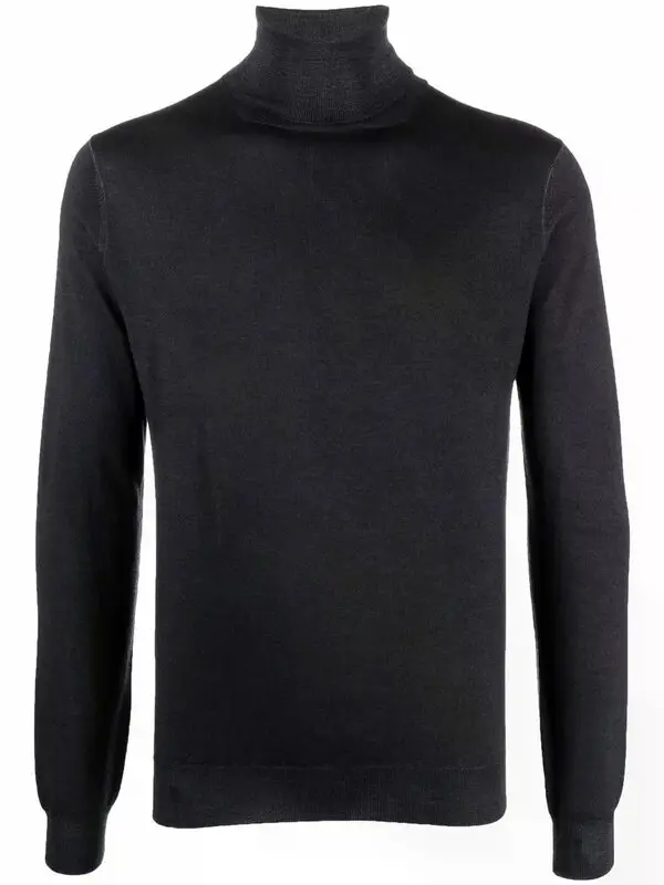 DELL'OGLIO Merino Wool Roll Neck Jumper - Grey