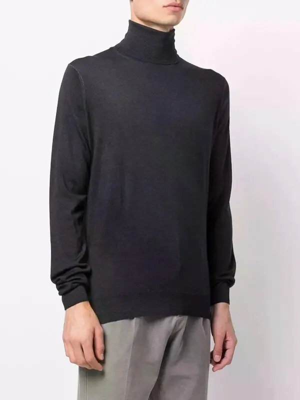 DELL'OGLIO Merino Wool Roll Neck Jumper - Grey