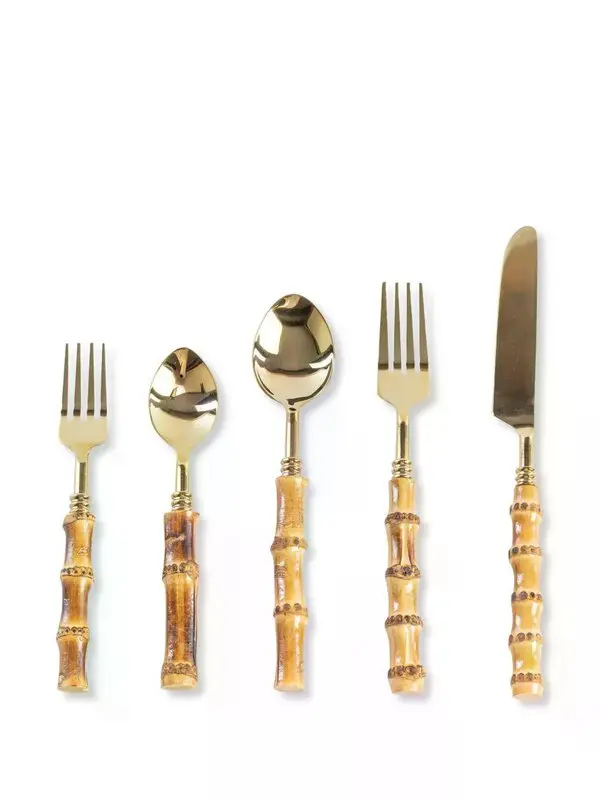 LES-OTTOMANS Bamboo Handle Cutlery Set - Brown