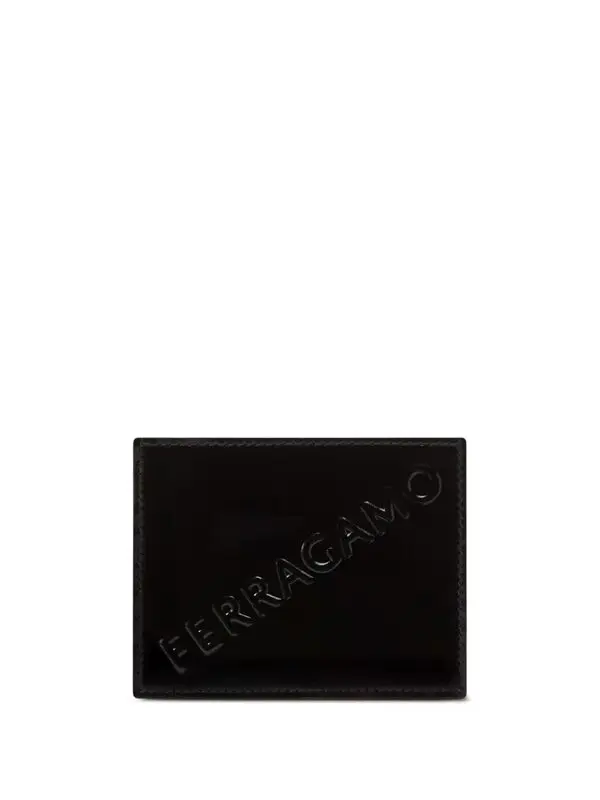 FERRAGAMO Logo-embossed Leather Cardholder - Black