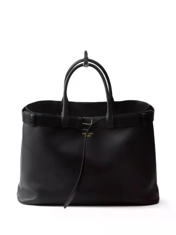 Prada Leather Tote Bag - Black