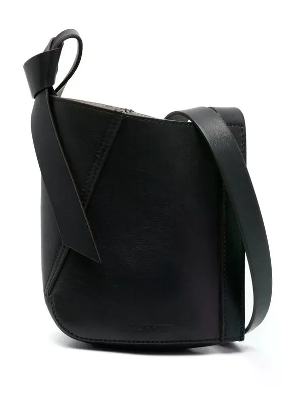 LANVIN Hobo Tie Leather Shoulder Bag - Black