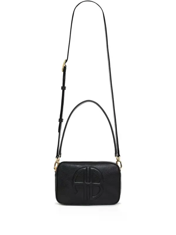 ANINE BING Lili Embossed Leather Shoulder Bag - Black