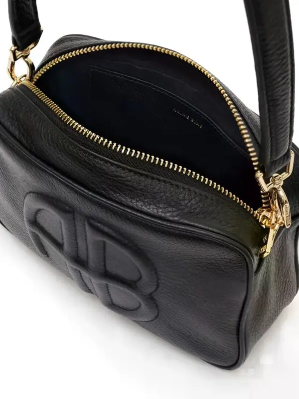 ANINE BING Lili Embossed Leather Shoulder Bag - Black