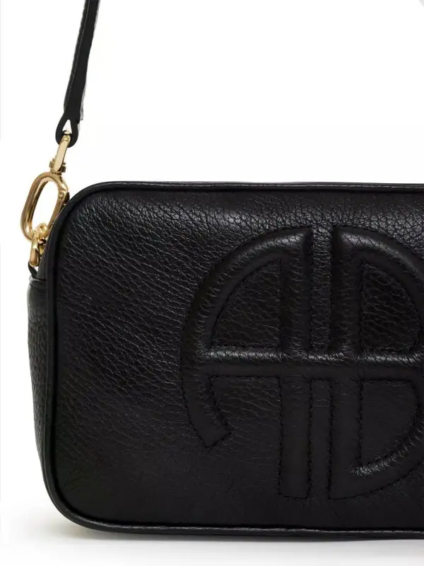 ANINE BING Lili Embossed Leather Shoulder Bag - Black