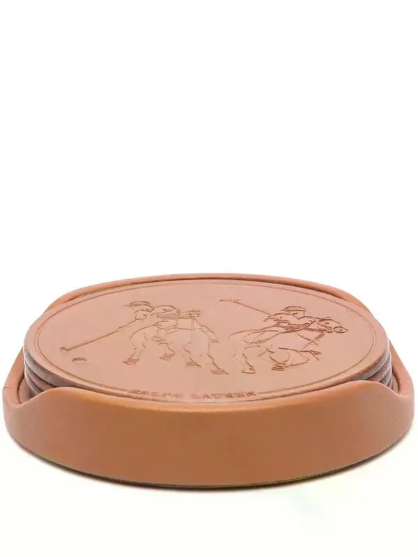 Ralph Lauren Garrett Leather Coasters - Brown