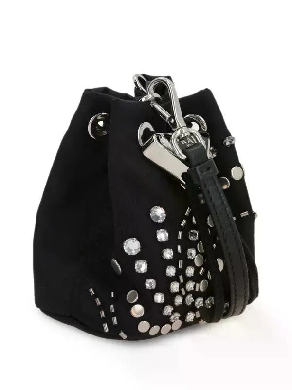 Prada Logo-appliqué Studded Bucket Bag - Black