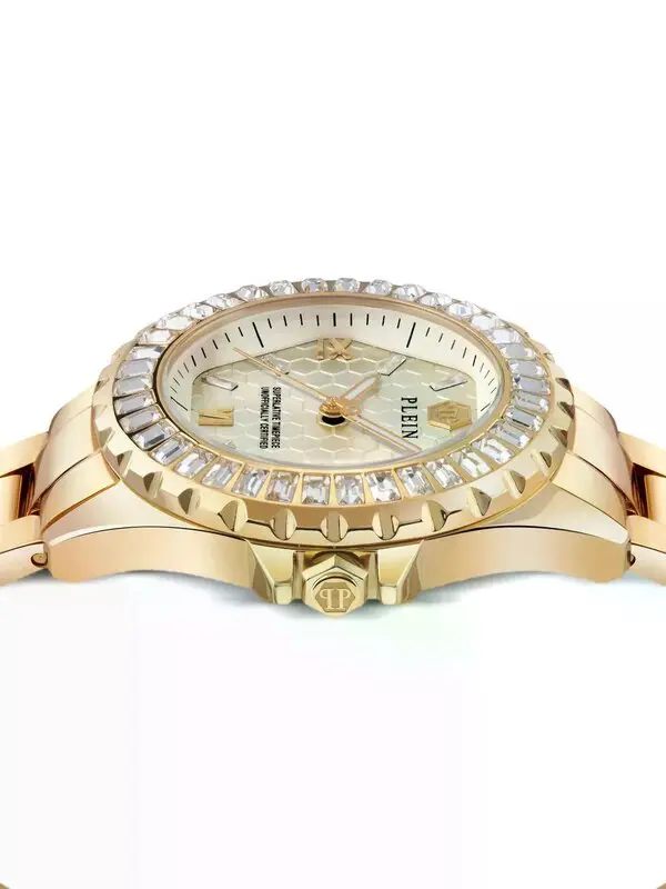 Philipp Plein Gold-tone Stainless Steel Crystal-encrusted Bezel Watch