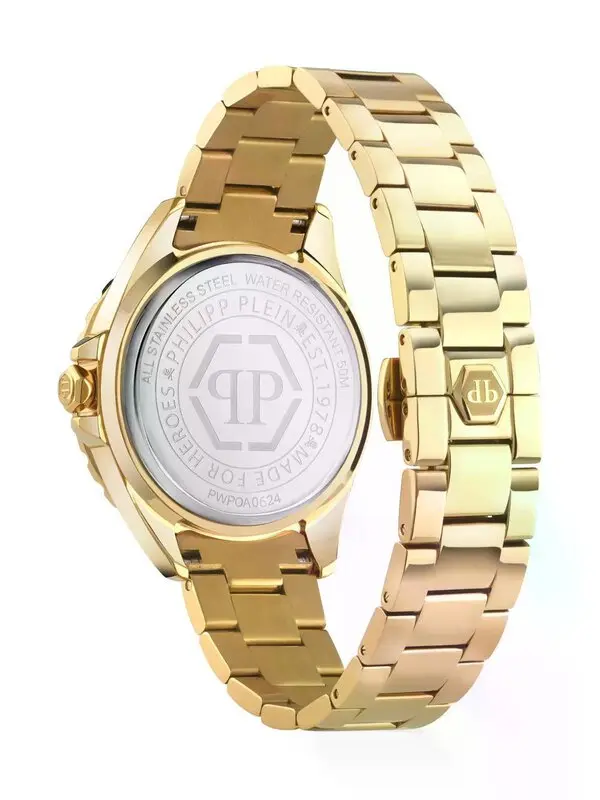 Philipp Plein Gold-tone Stainless Steel Crystal-encrusted Bezel Watch