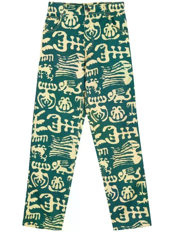 CHARLES JEFFREY Art Logo-patch Jeans - Green