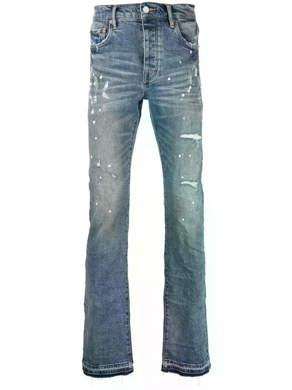 PURPLE BRAND Paint-splatter Print Slim Jeans