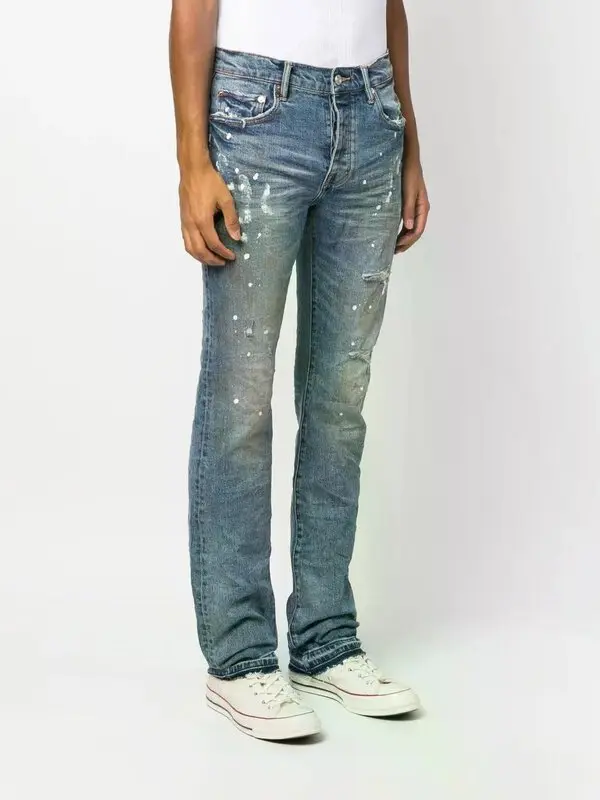 PURPLE BRAND Paint-splatter Print Slim Jeans