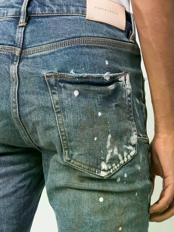 PURPLE BRAND Paint-splatter Print Slim Jeans
