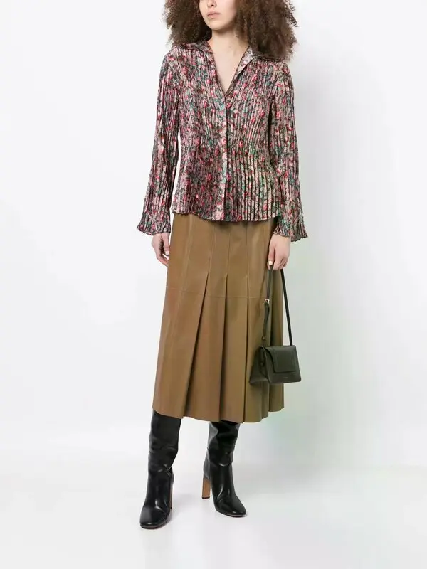 Vince Berry Blooms Pleated Shirt - Multicolour