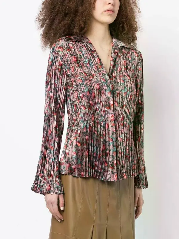 Vince Berry Blooms Pleated Shirt - Multicolour
