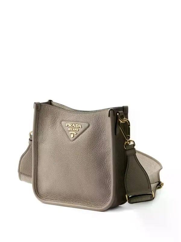 Prada Mini Leather Shoulder Bag - Grey