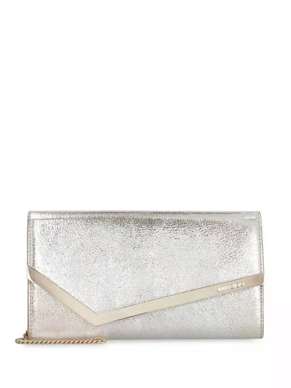 JIMMY CHOO Emmie Leather Clutch - Silver