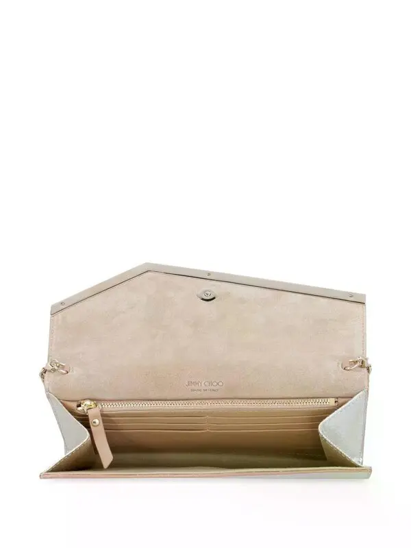 JIMMY CHOO Emmie Leather Clutch - Silver
