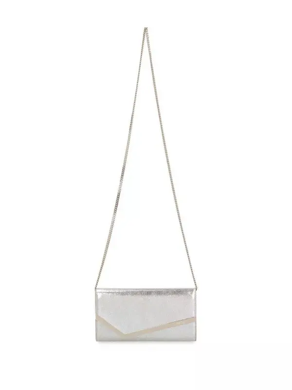 JIMMY CHOO Emmie Leather Clutch - Silver