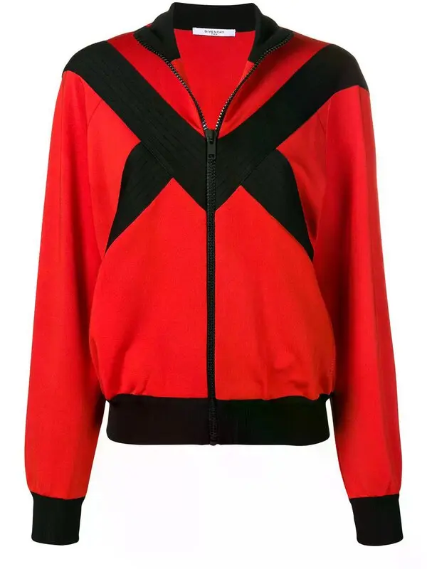 Givenchy Contrast Panel Zipped Jacket - Red