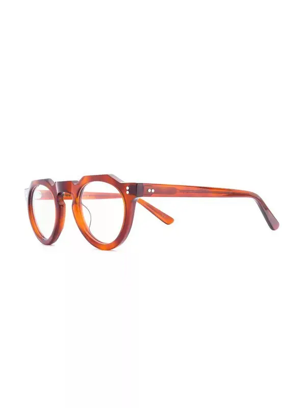 LESCA Round Frame Eyeglasses - Brown