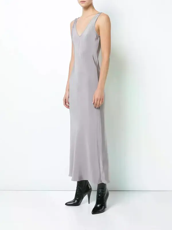 Voz Opal Silk Crepe Maxi Shift Dress - Grey