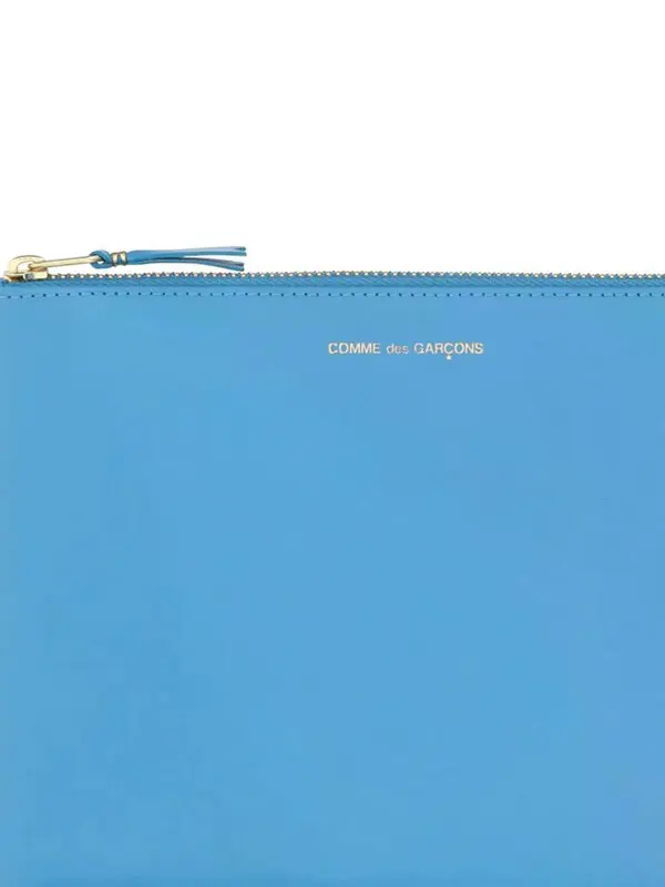 Comme Des Garçons Logo-print Leather Pouch - Blue