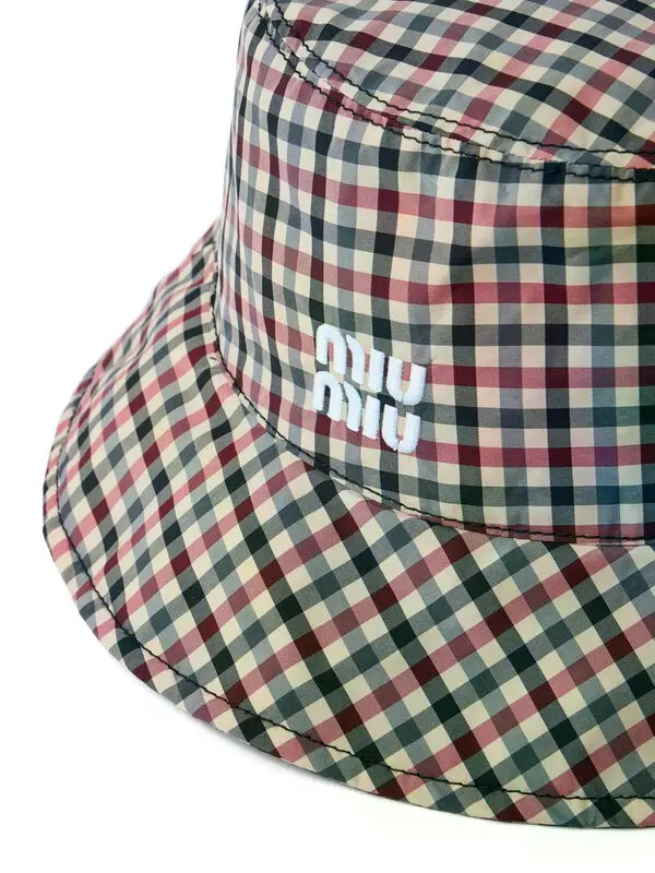 Miu Miu Vichy Bucket Hat - Brown