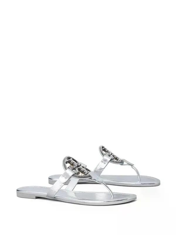 Tory Burch Miller Logo-plaque Sandals - Silver