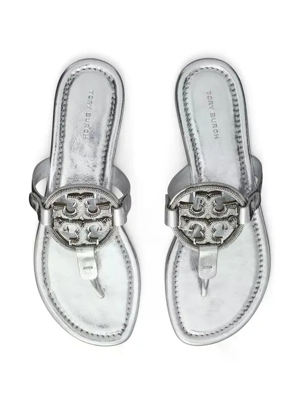 Tory Burch Miller Logo-plaque Sandals - Silver