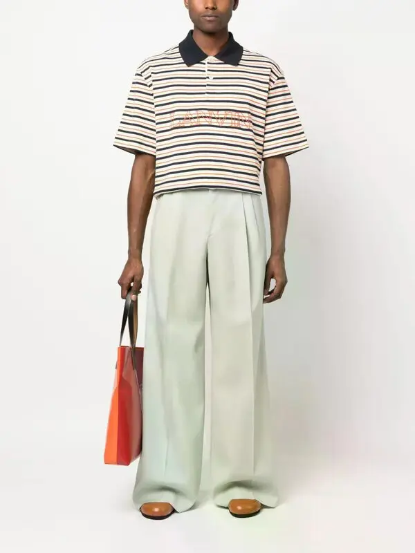 LANVIN Logo-embroidered Striped Polo Shirt