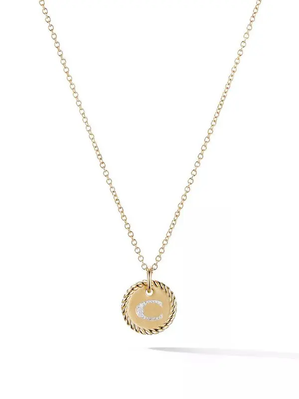 David Yurman 18kt Yellow Diamond Initial C Necklace - Gold