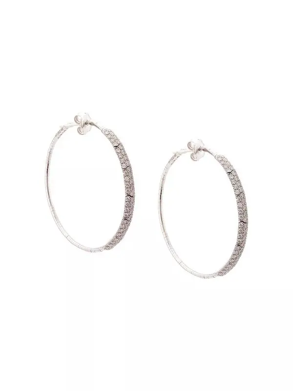 MATTIA CIELO 18kt White Gold Diamond Embellished Hoop Earrings - Silver