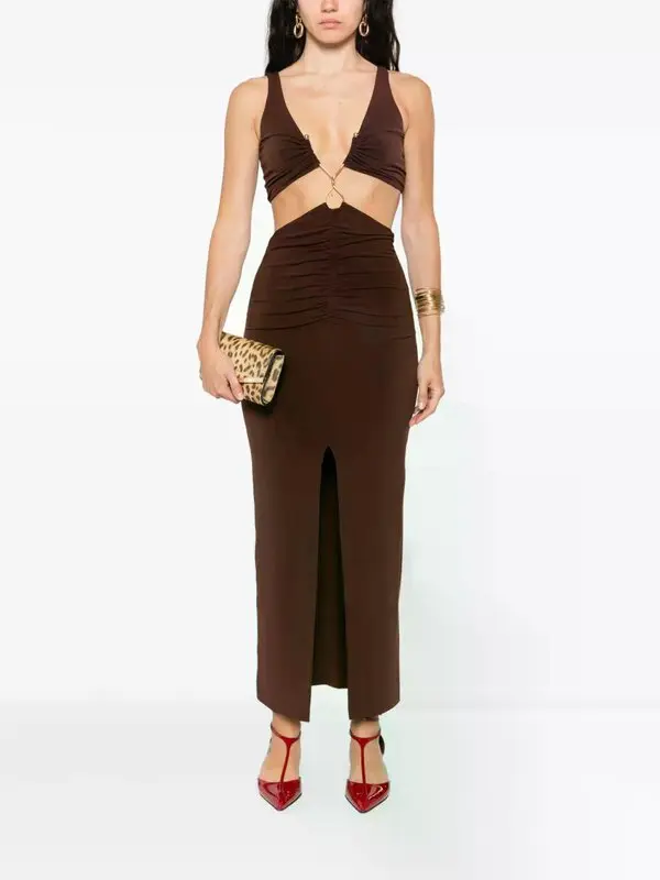 NISSA Cut-out Maxi Dress - Brown