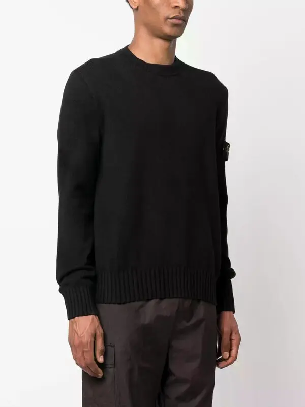 Stone Island Compass-patch Cotton-blend Jumper - Black