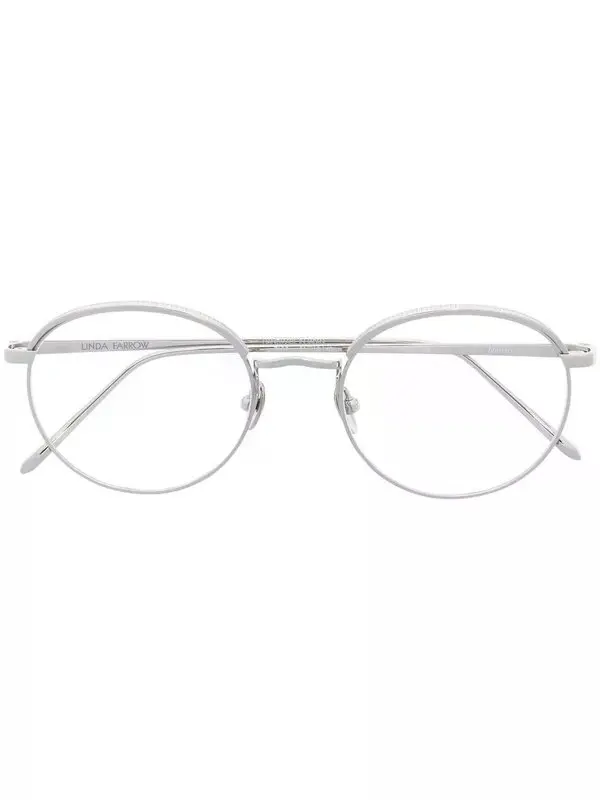 Linda Farrow Marlon Round Frame Eyeglasses - Silver
