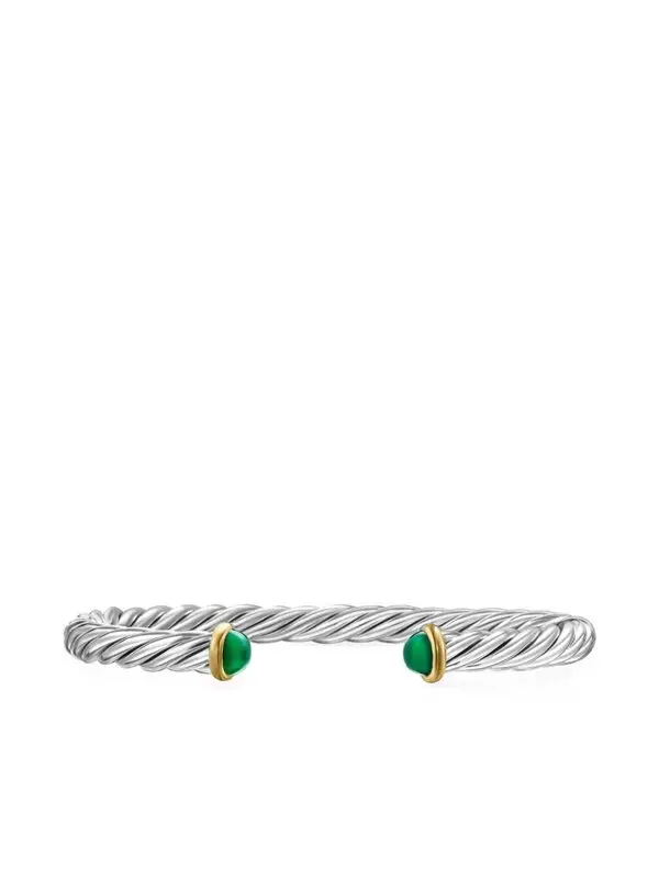 David Yurman 14kt Yellow Gold And Sterling Cable Cuff Bracelet - Silver