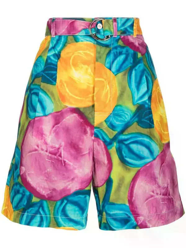 Marni Floral-print Belted Shorts - Multicolour