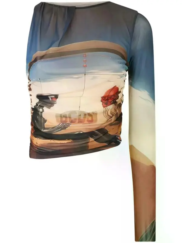 Gcds Creatures Tulle One-shoulder Top