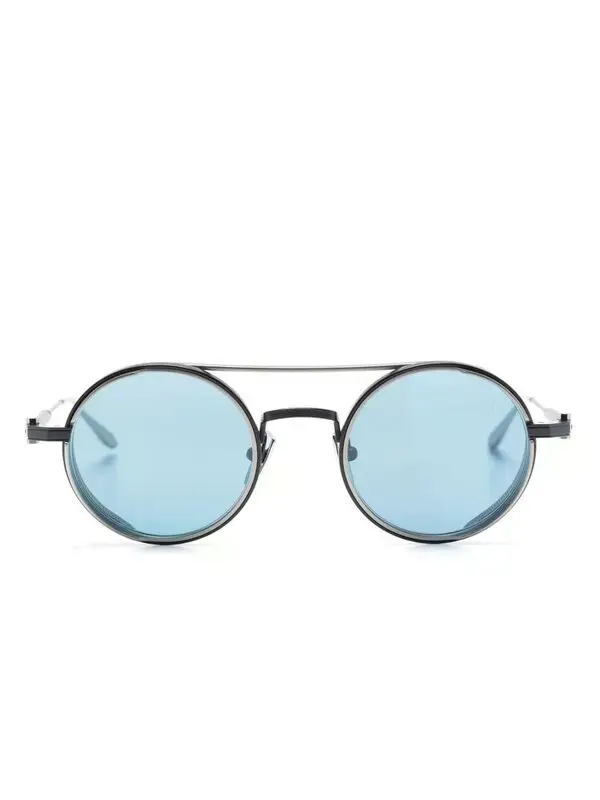AKONI Eris Round-frame Double-bridge Sunglasses - Blue